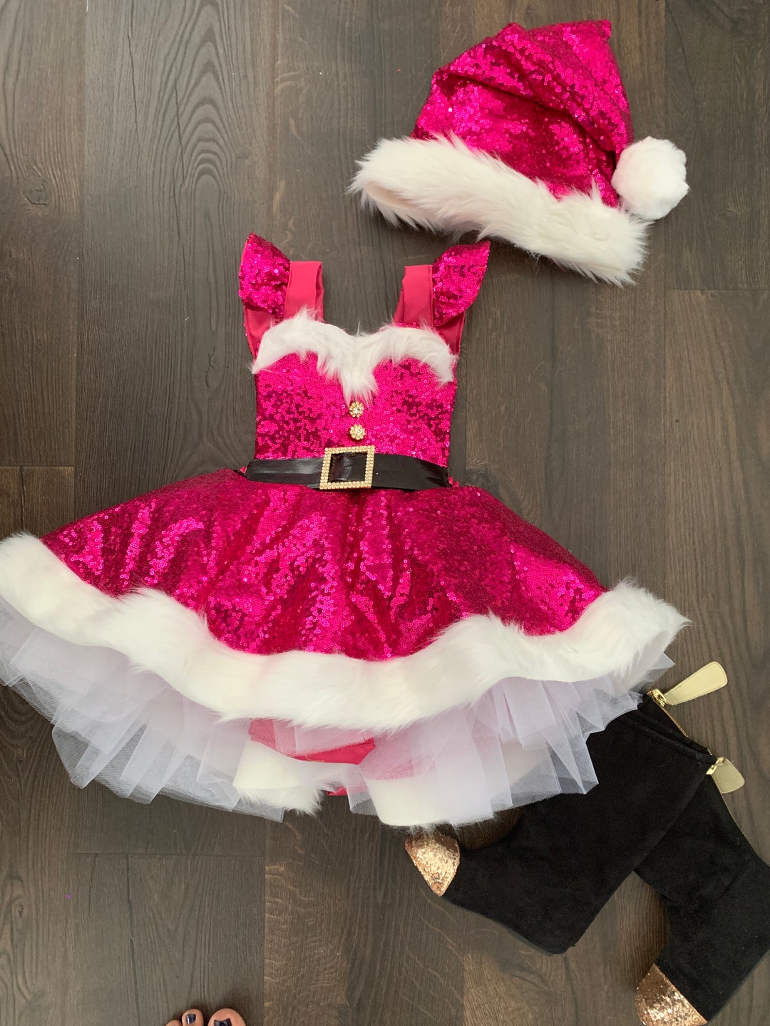 Preorder Sparkle Hot Pink Santa Romper Sequin Skirt Tutu Dress and ...