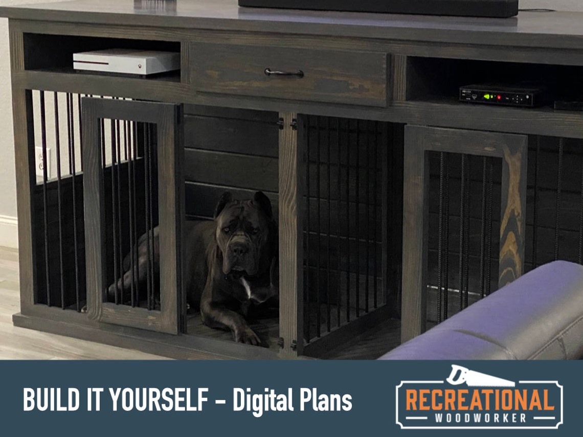 Digital Plans - Wooden Dog Crate Entertainment Center - - DIY Dog ...