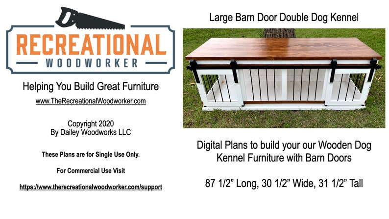 Barn Door Double Dog Kennel Plans – Large Wooden Crate Furniture ...