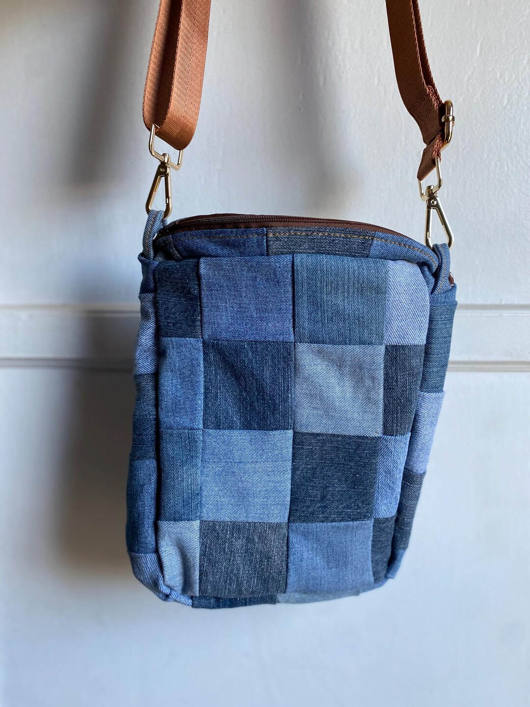 Denim Crossbody Bag, Quilted Denim Bag, Jean Crossbody Bag, Small Jean ...