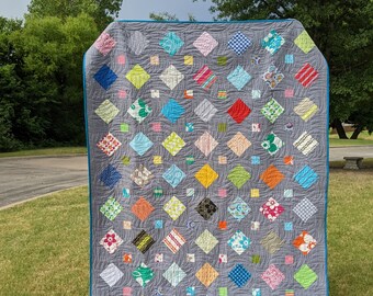 Queen Size Quilt Stained Glass Diamond Pattern Jewel Tones - Etsy