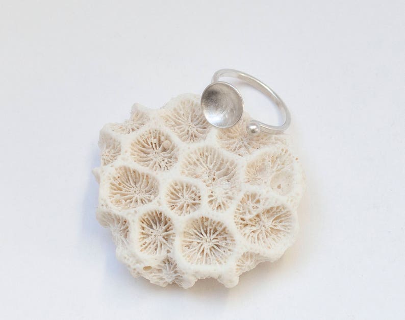 Sterling Silver Organic Ring Combining a Soft Domed Circle and - Etsy