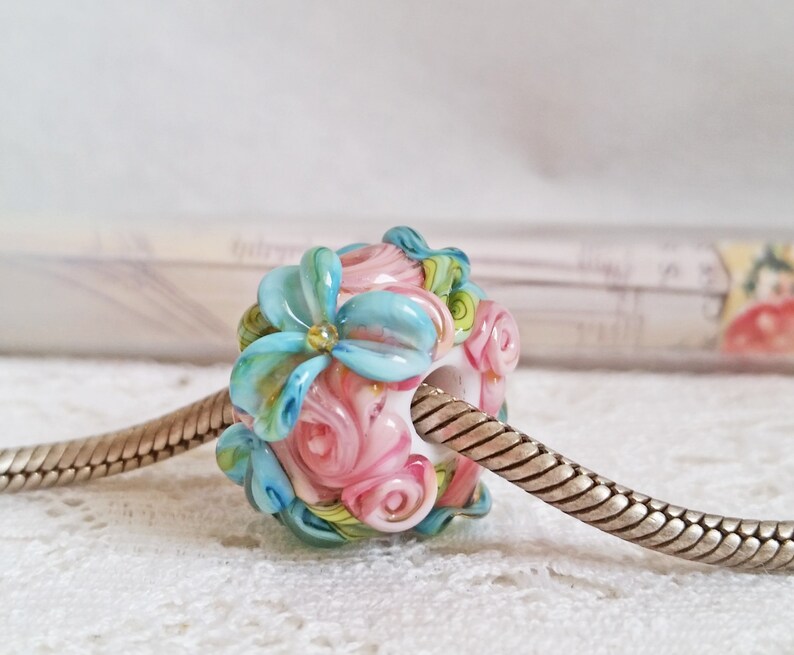 European Charm Bead Large Hole Bead MTO Vintage Blue & - Etsy