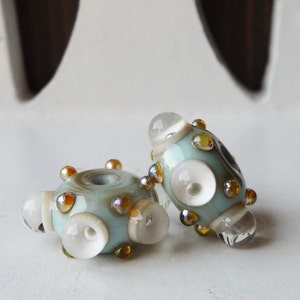 Vintage Series - Lace and Vintage Blue Bubble Cog Bead PAIR by Sabrina ...