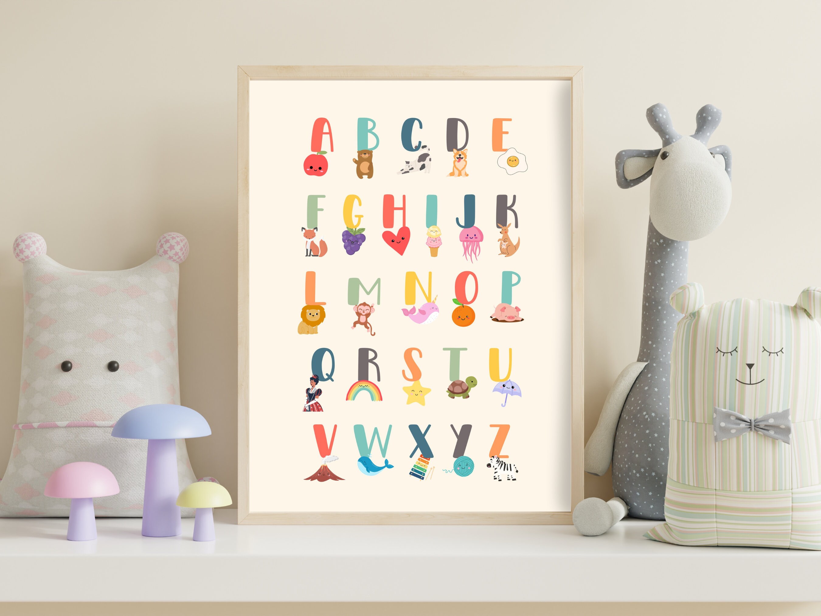 Children's Alphabet Educational Digital Print Poster Kids Colorful ...