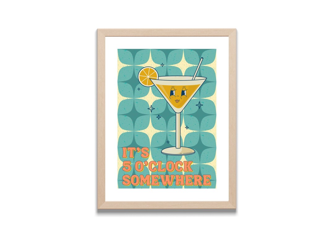 It's 5 O'clock Somewhere Bar Cart Digital Print Wall Art Home Decor ...