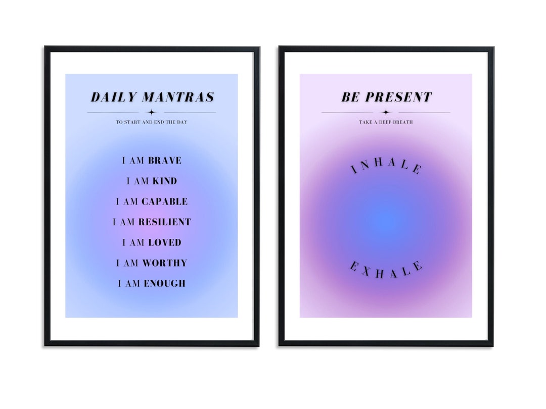 Daily Mantras Positive Affirmations Aura Digital Print Wall - Etsy