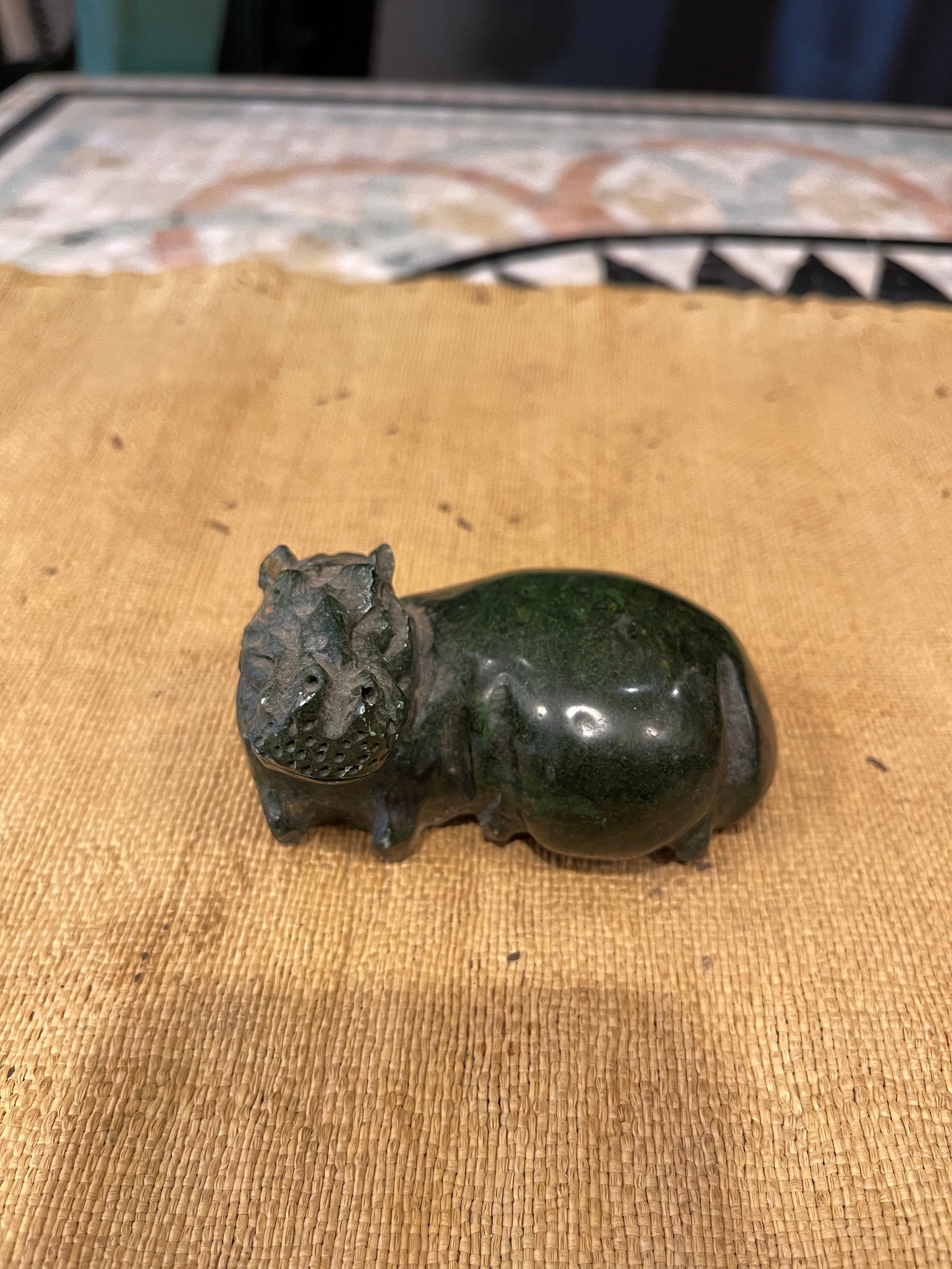 Rare Antique African Verdite Hippo, Hand Carved Verdite Hippo, Vintage ...