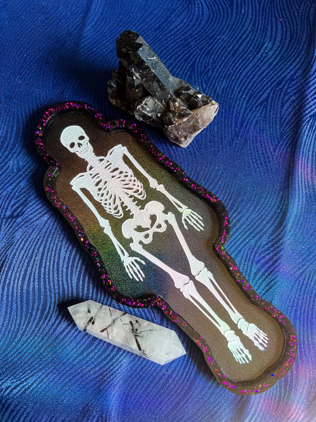 Skeleton Tray Black Holographic Skeleton Resin Tray Skull Art Holo ...