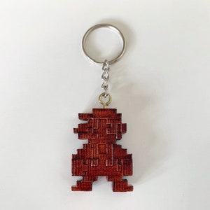 3D Printed Wood 8 Bit Super Mario Keychain - Etsy