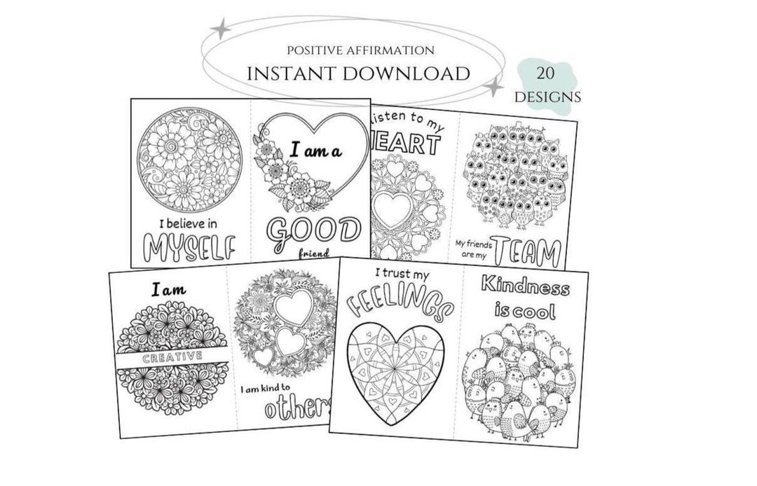 Mandala Coloring Pages With Affirmations | Kids, Teens (digital ...