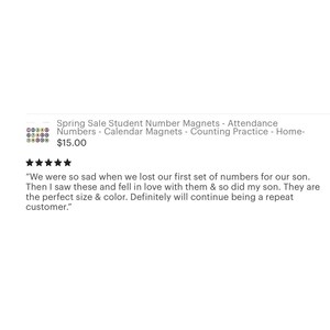 Student Number Magnets Attendance Magnets Calendar Magnets Counting ...