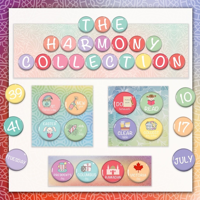 Colorful Days of the Week Magnets calendar Magnets - Etsy