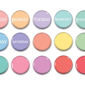 Colorful Days of the Week Magnets calendar Magnets - Etsy