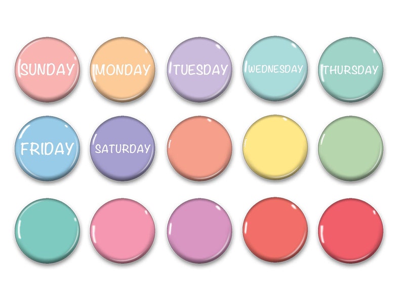 Colorful Days of the Week Magnets calendar Magnets - Etsy