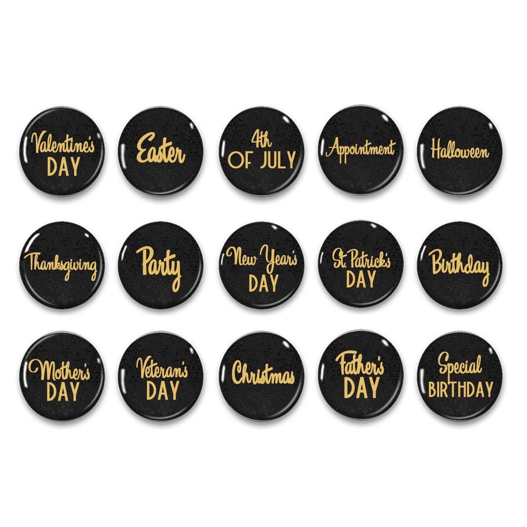 Black and Gold Perpetual Calendar Magnets Classroom Calendar - Etsy