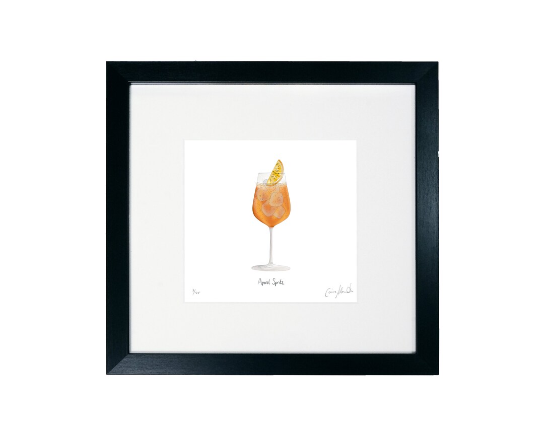 Aperol Spritz Art Print: Limited Edition Cocktail Illustration, Framed ...