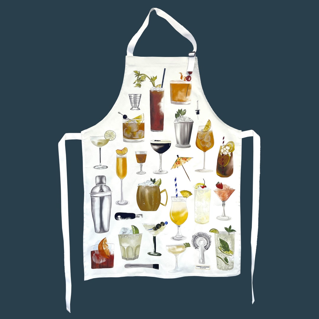 Cocktail Apron Perfect For A Host That Loves Serving Up A Cocktail Made In Britain Etsy