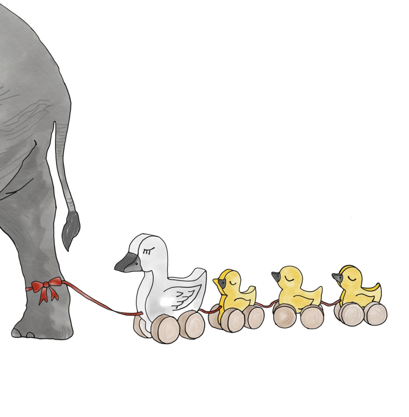 Elephant with Ducks Print Perfect for a nursery or a - Etsy 日本