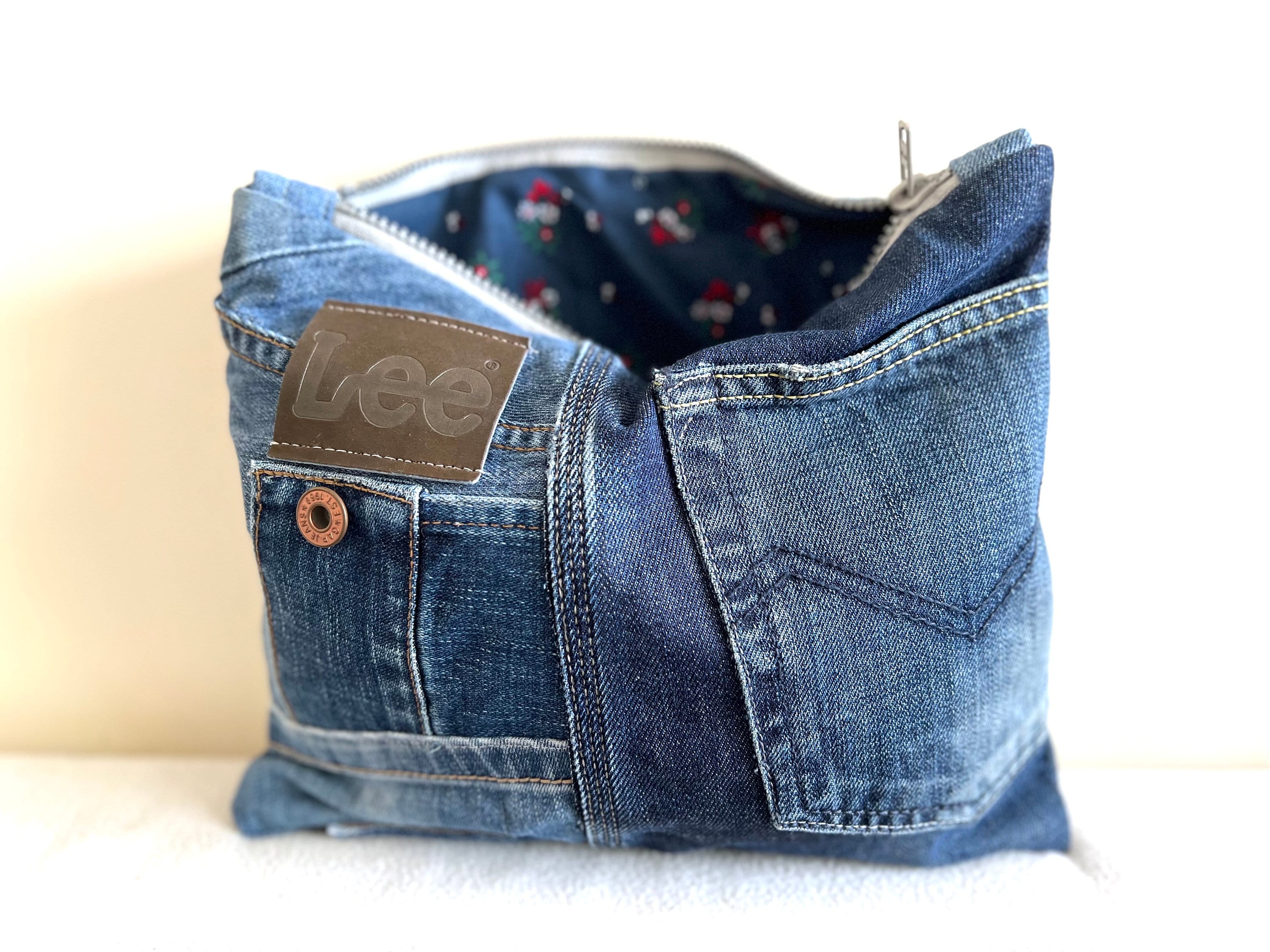 COOL Patterned Denim Pouch/ Denim Pouch/ Denim Recycled/ Denim Jeans ...