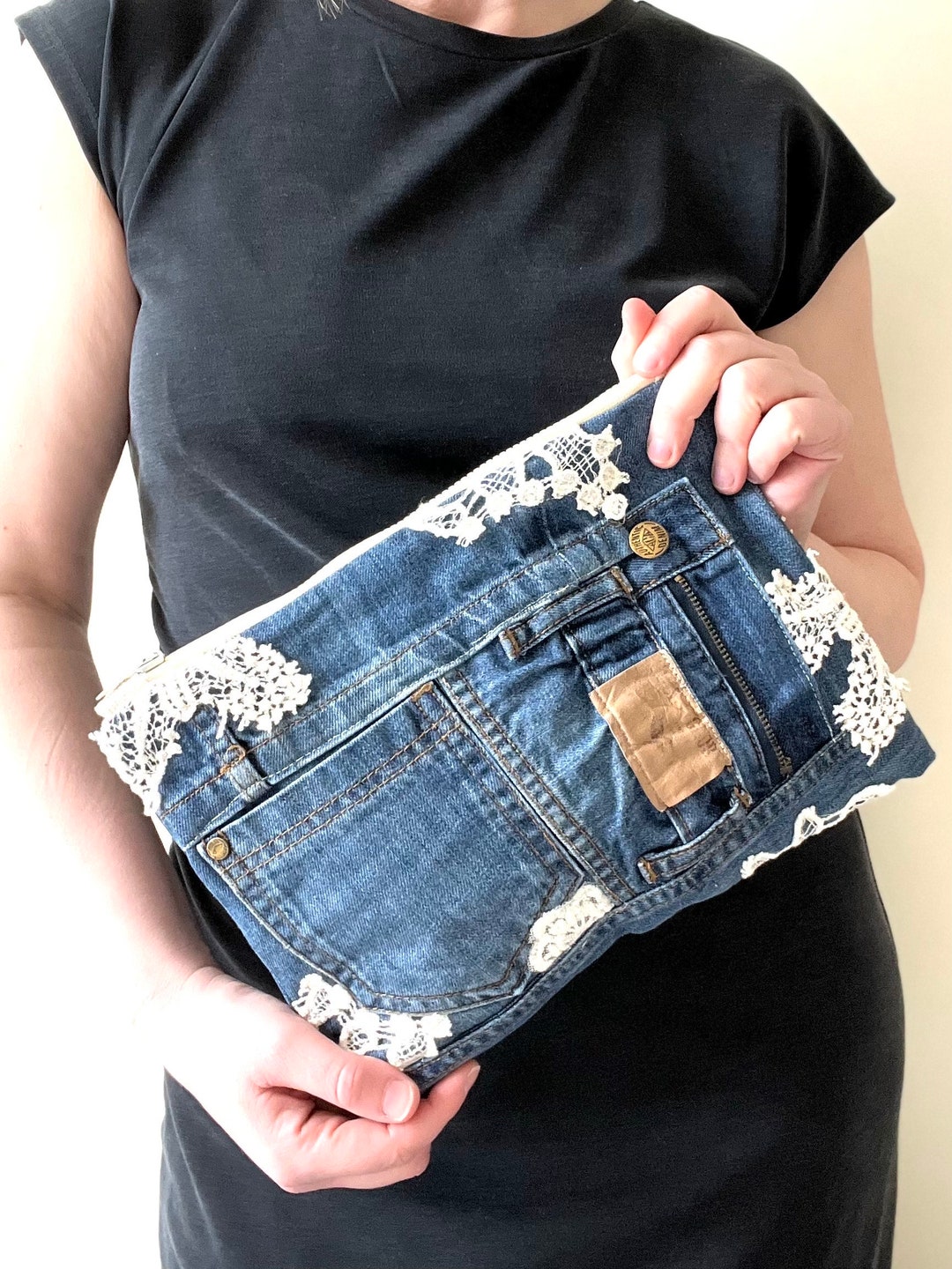 Denim Clutch/ Denim Jeans Purse/ Blue Pouch/ Vintage Pouch/ Cotton ...