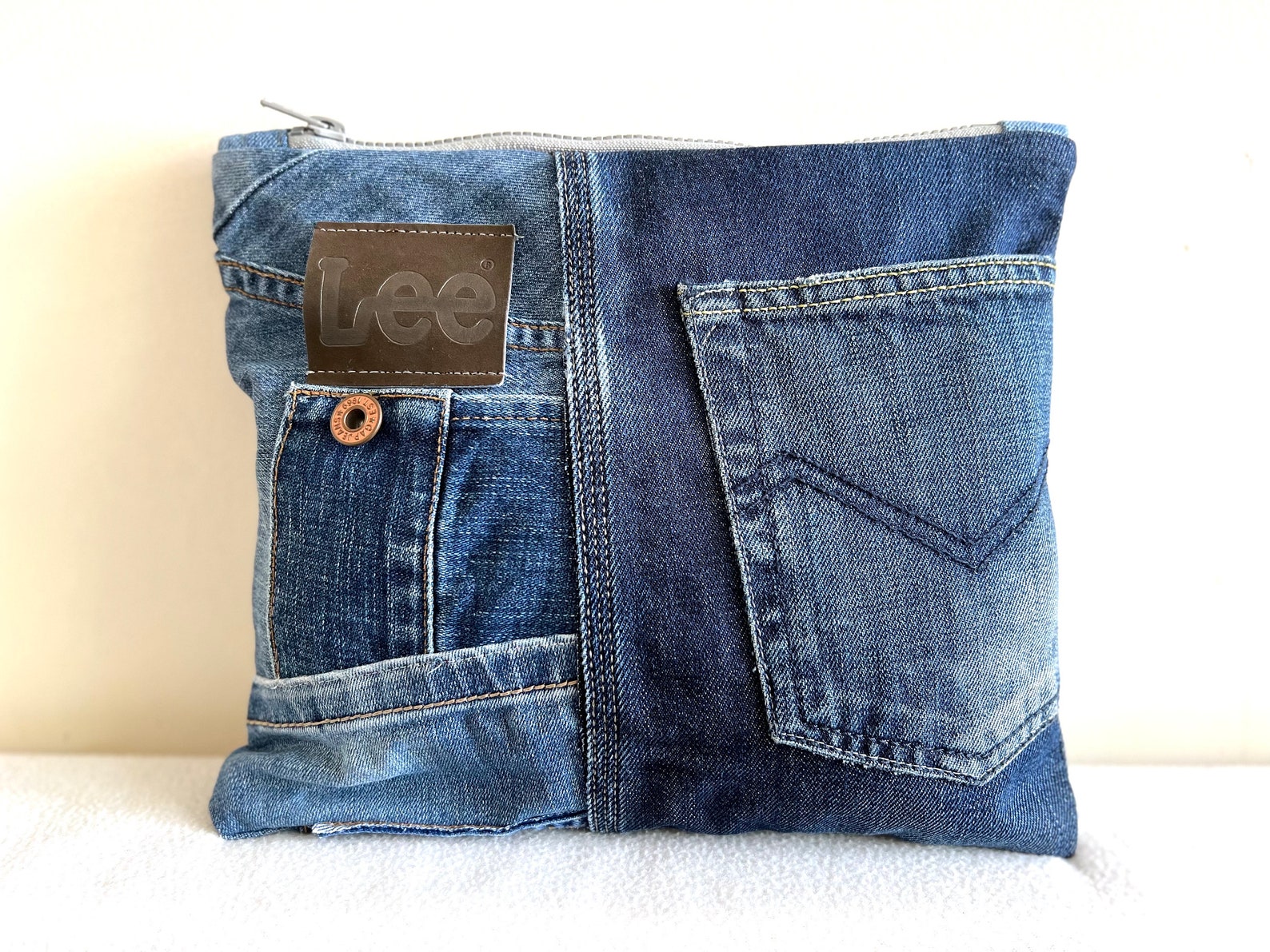 COOL Patterned Denim Pouch/ Denim Pouch/ Denim Recycled/ Denim Jeans ...