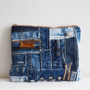 COOL Patterned Denim Pouch/ Denim Pouch/ Denim Recycled/ Denim Jeans ...