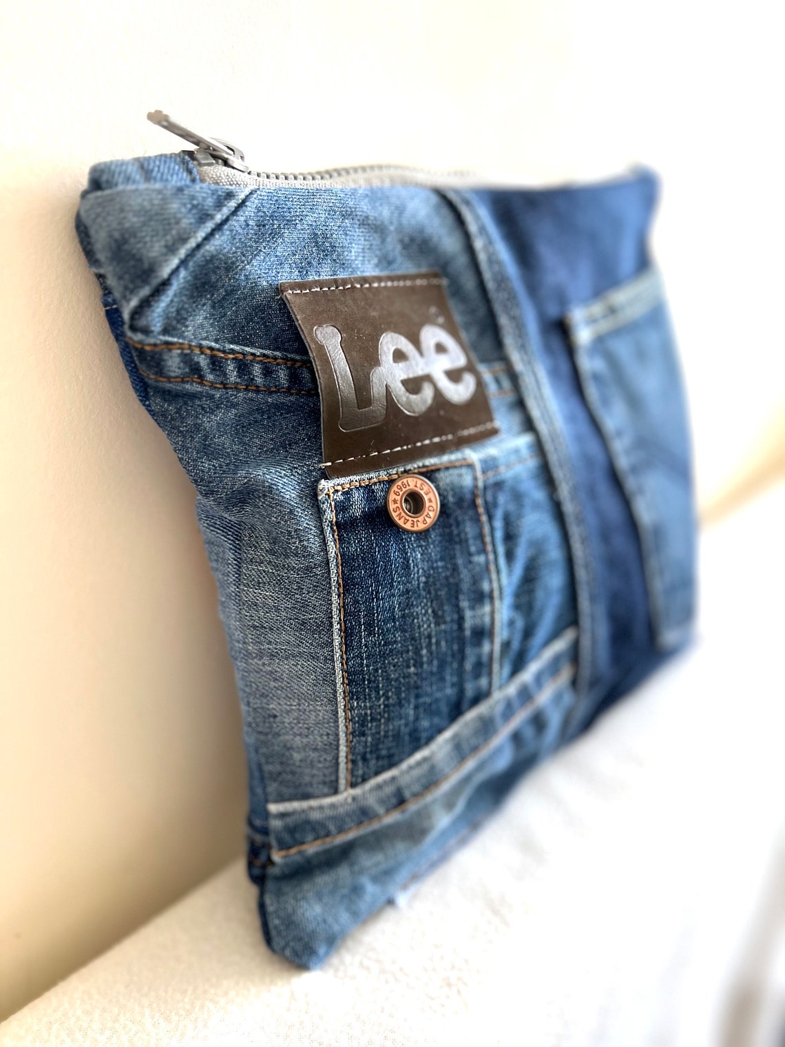 COOL Patterned Denim Pouch/ Denim Pouch/ Denim Recycled/ Denim Jeans ...