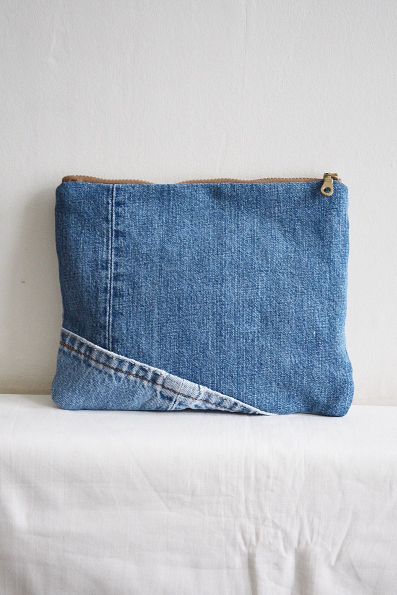 COOL Patterned Denim Pouch/ Denim Pouch/ Denim Recycled/ Denim Jeans ...