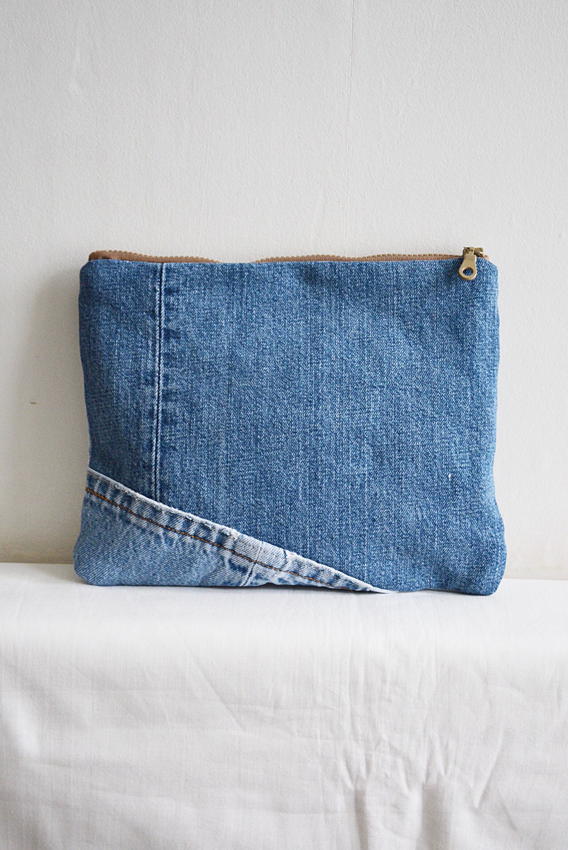 COOL Patterned Denim Pouch/ Denim Pouch/ Denim Recycled/ Denim Jeans ...