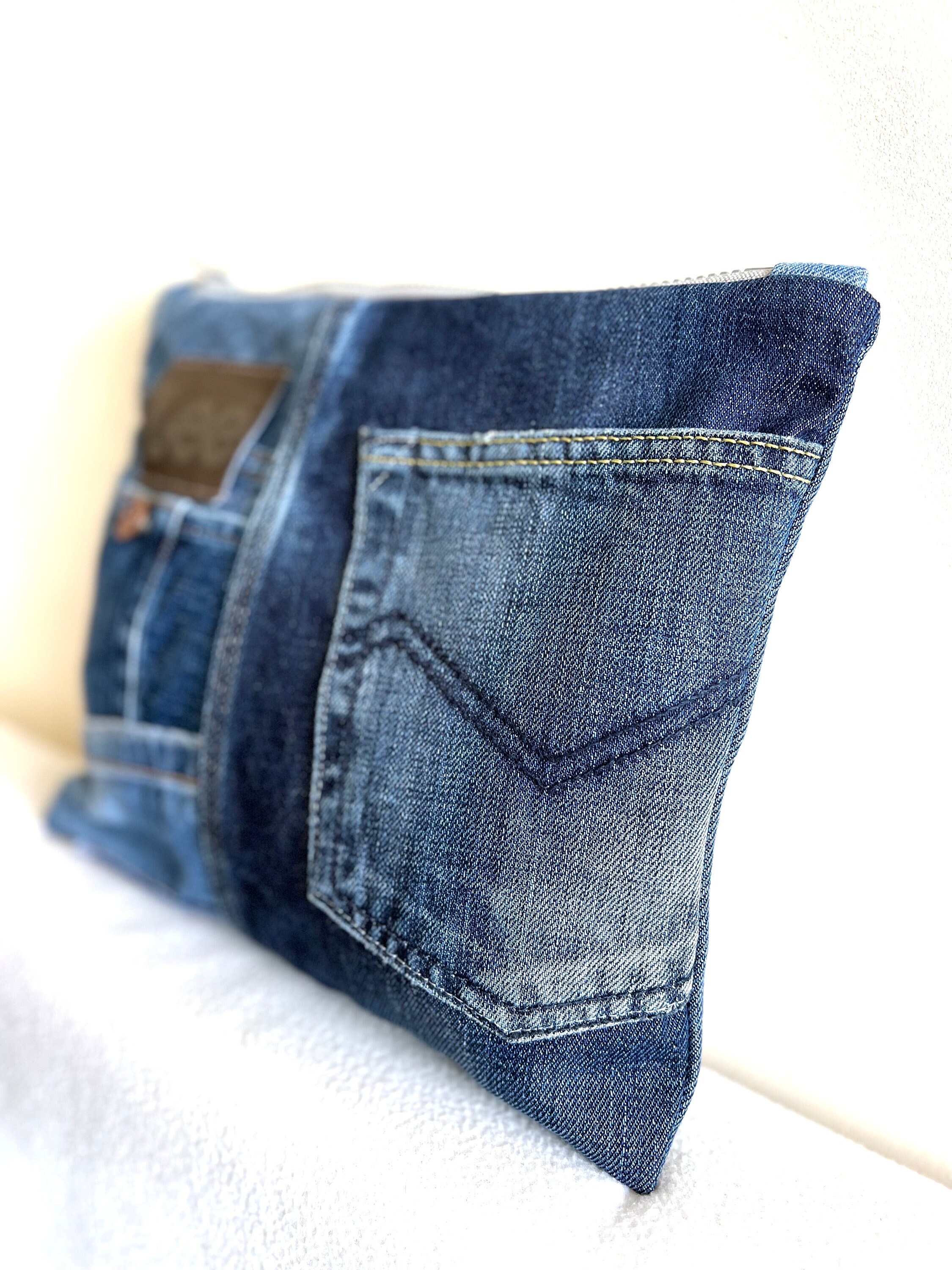 COOL Patterned Denim Pouch/ Denim Pouch/ Denim Recycled/ Denim Jeans ...