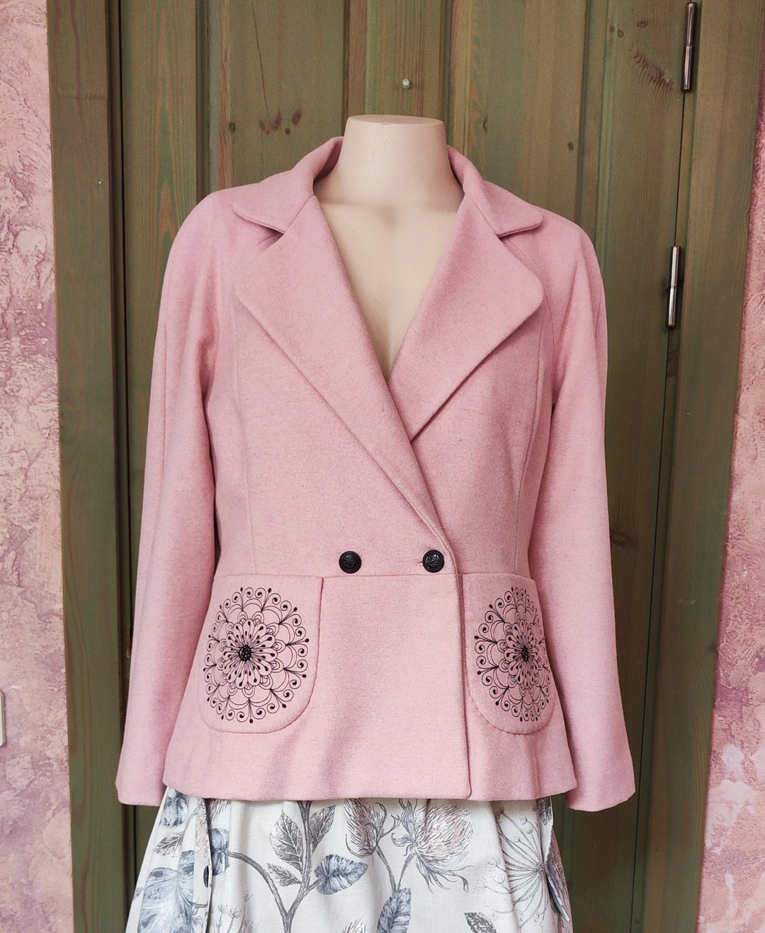 Woolen Coat With Basque and Embroidery Elements - Etsy