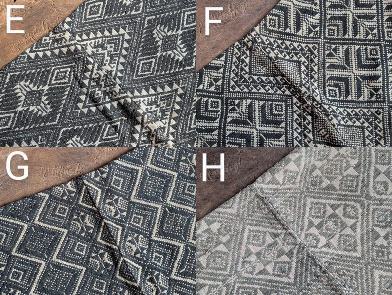Vintage Woven Blanket Tribal Hmong Thai Throw Rug Cotton Blue White ...