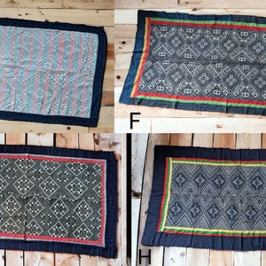 Vintage Woven Blanket Tribal Hmong Thai Throw Rug Cotton Blue White ...