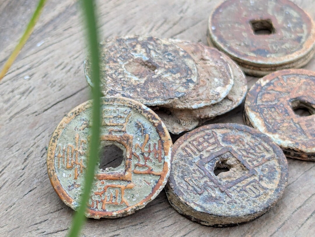 Nguyen Dynasty 1700s 1800s Bronze Coins Stacks Coin Rolls River Finds ...