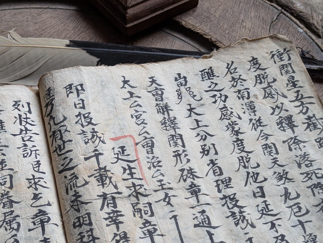 Old Shaman Manuscript Calligraphy Asian Vietnam Chinese Handwritten ...