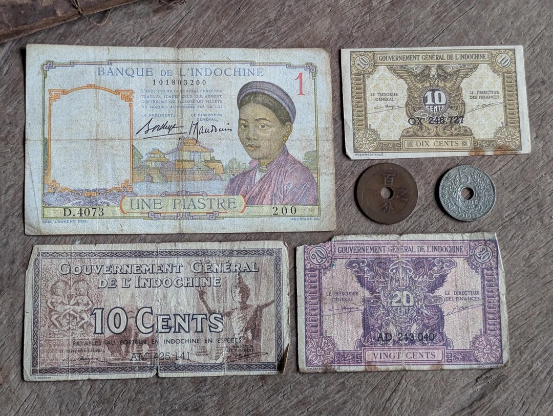 Old Paper Money 1936 Banque De L'indochine Bank of Indochina Une ...