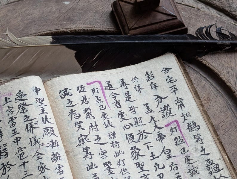 Old Shaman Manuscript Calligraphy Asian Vietnam Chinese Handwritten ...