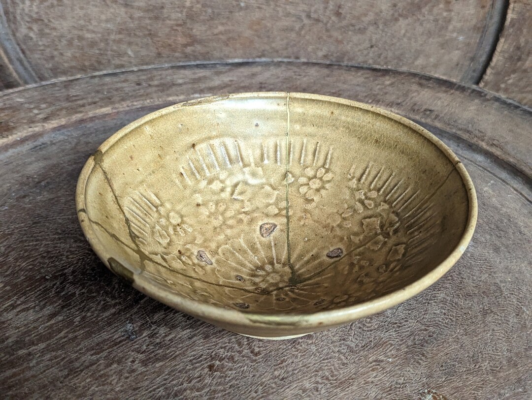 Ly Tran Dynasty 12th-14th Bowl Pottery Glazed Olive Brown Molded ...
