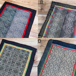 Vintage Woven Blanket Tribal Hmong Thai Throw Rug Cotton Blue White ...