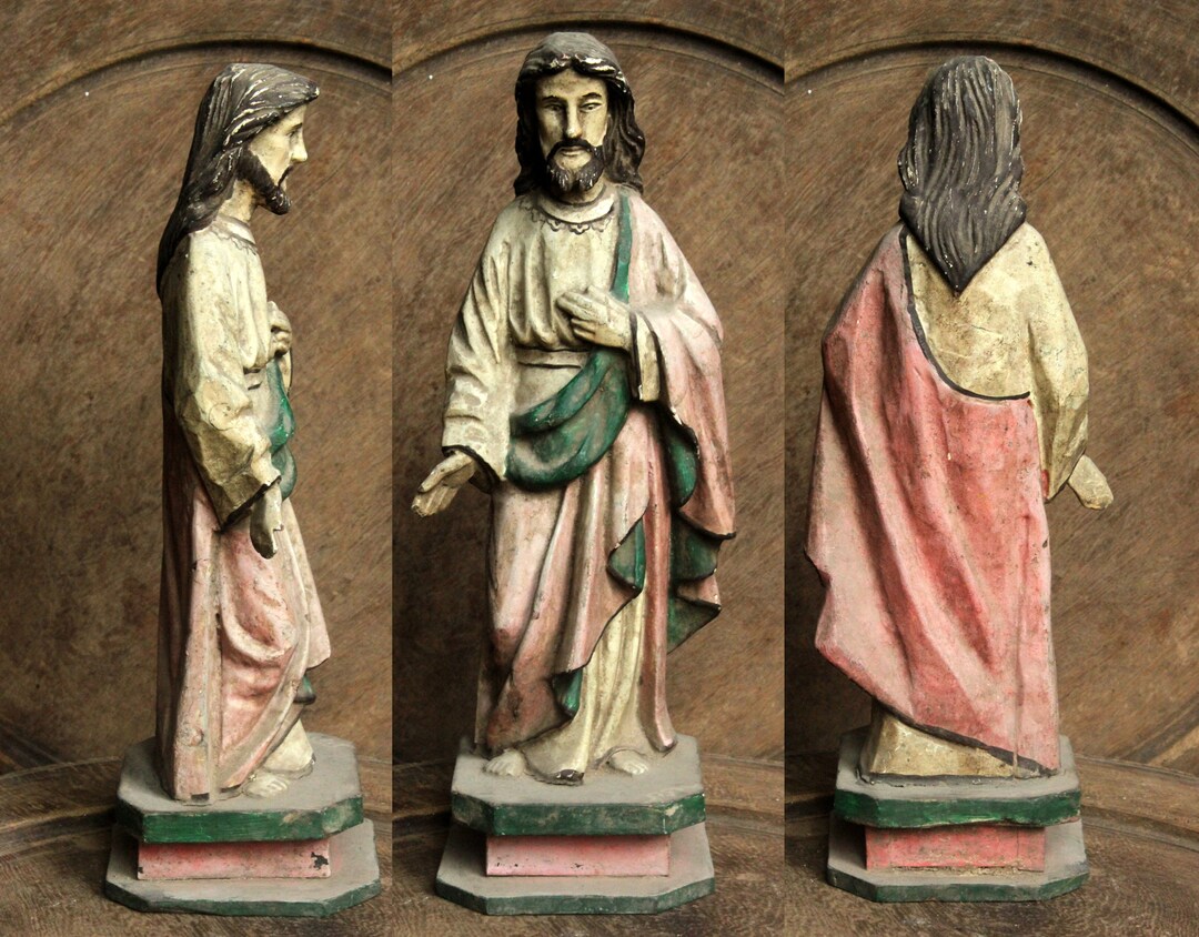 Antique Carved Wooden Jesus Catholic Figure Religious Statue - Etsy