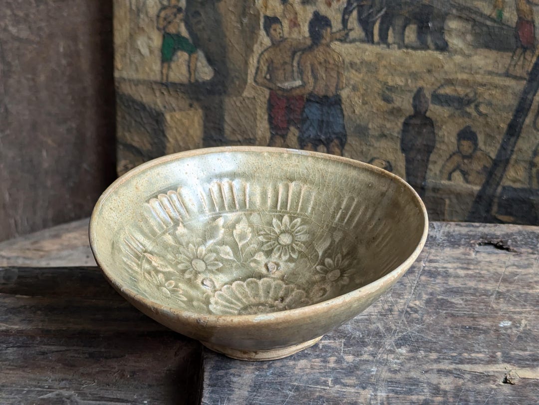 Ly Tran Dynasty 12th-14th Century Bowl Green Glaze Pottery Glazed ...