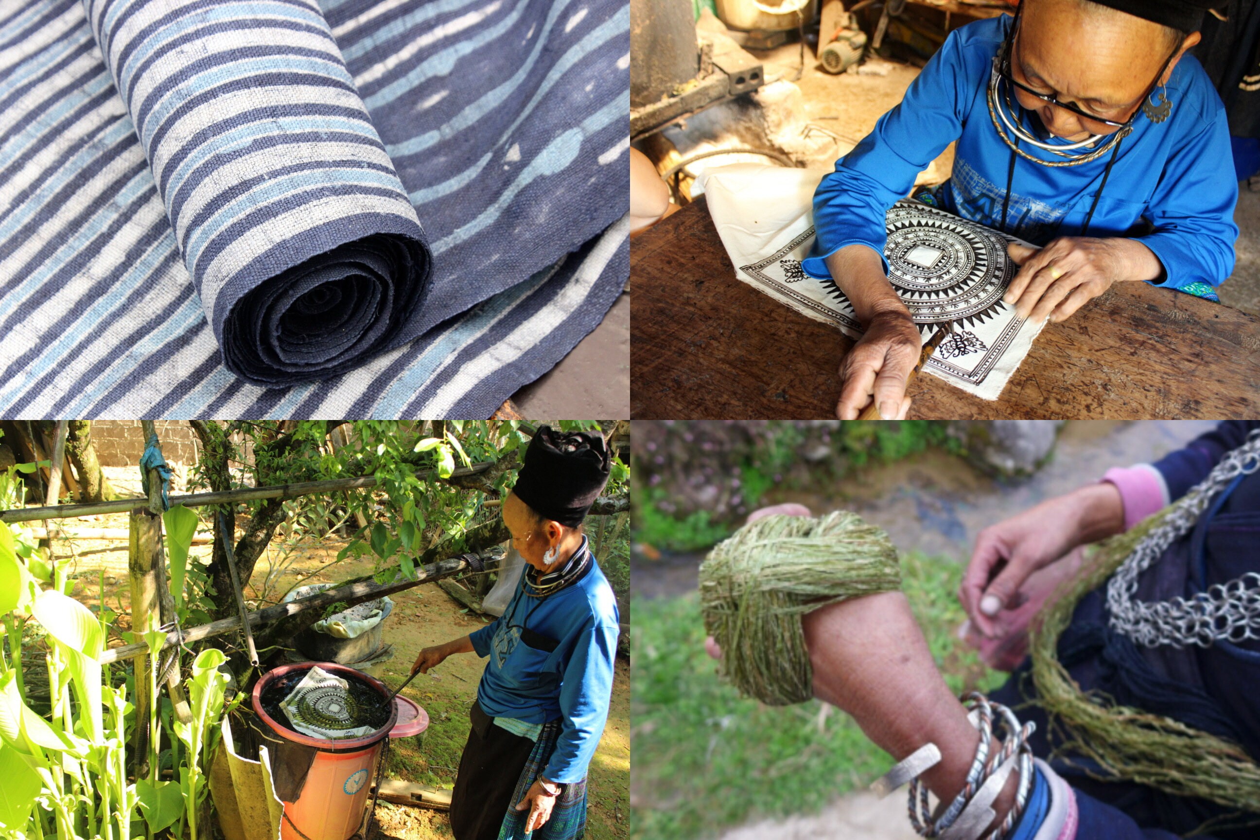 Hmong Hand Woven Hemp Hand Drawn Batik Indigo Dye Hill Tribe | Etsy