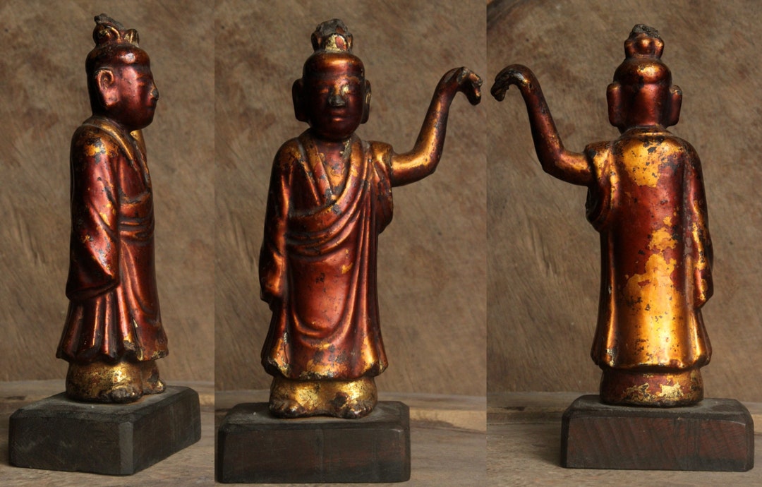 17-18th Century Buddhist Heavy Bronze Gold Leaf Lacquer Statue Vietnam Antique Tran Le Dynasty ...