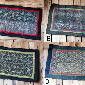 Vintage Woven Blanket Tribal Hmong Thai Throw Rug Cotton Blue White ...