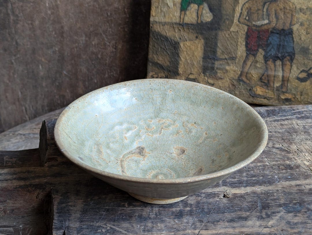 Ly Dynasty 11 - 12th Century Bowl Pottery Glazed Molded Clouds Vietnam ...