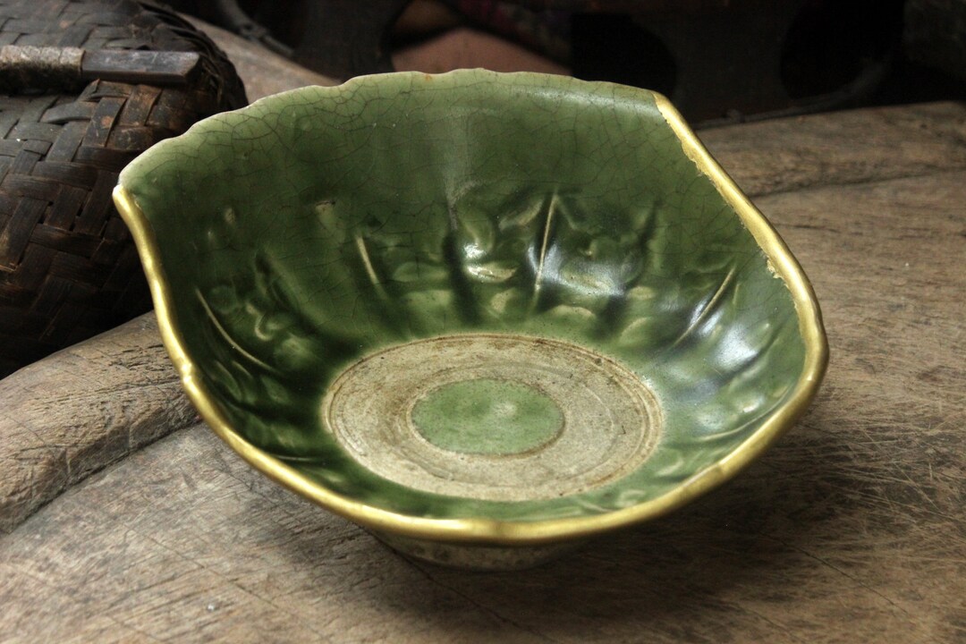 Tran Dynasty 14-15th Century Bowl Rare Green Glaze Sherd Fragment ...