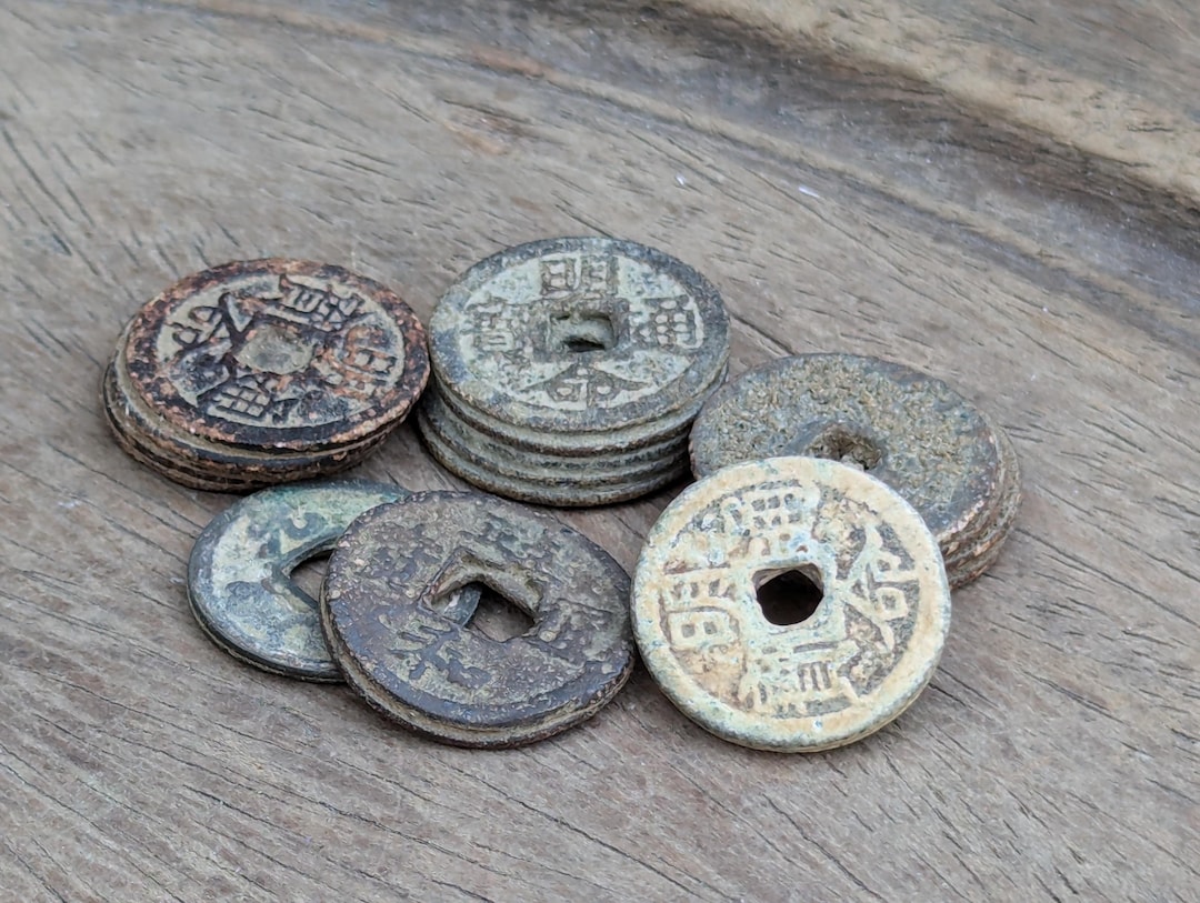 Nguyen Dynasty 1700s 1800s Bronze Coins Stacks Coin Rolls River Finds ...