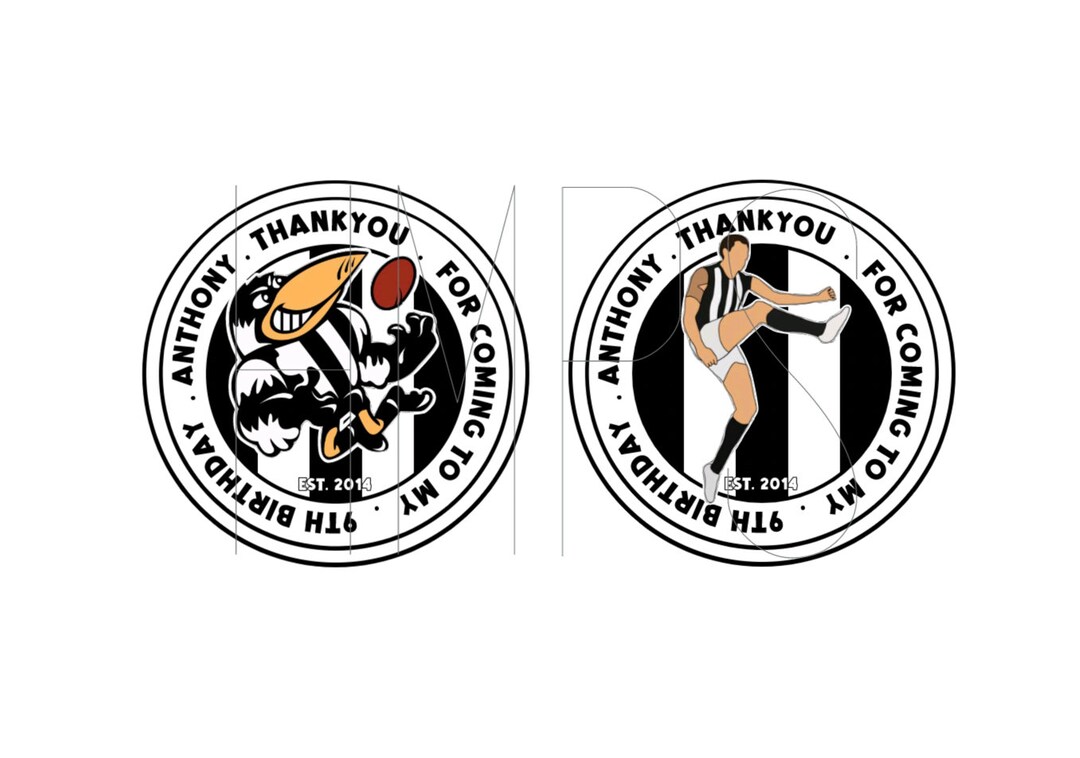 Personalised Collingwood Stickers 4cm 18 Stickers 5cm 12 Stickers 8cm 6 ...