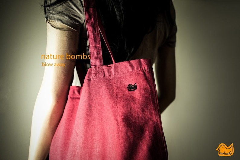 Red Tote Shopping Bag Dandelion Cotton Canvas Inspirational - Etsy